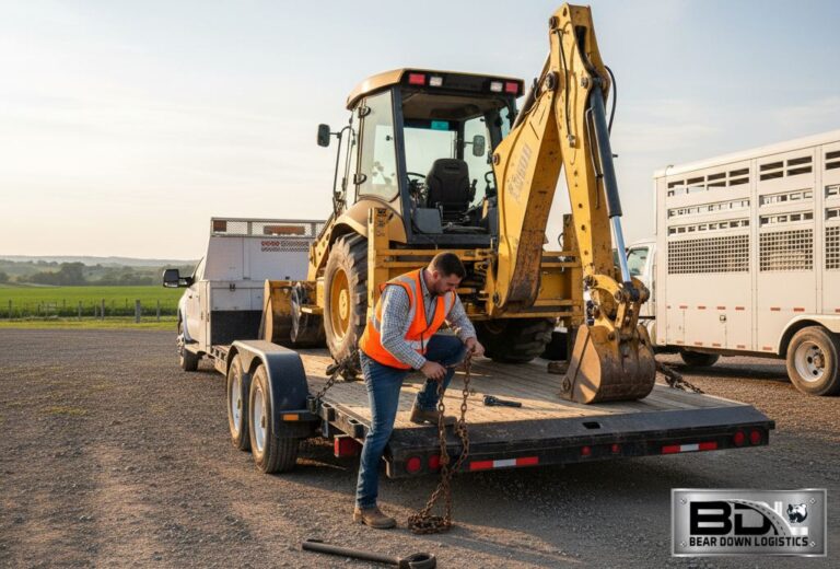 How to Haul Backhoes Without Damage - Bear Down Logistics